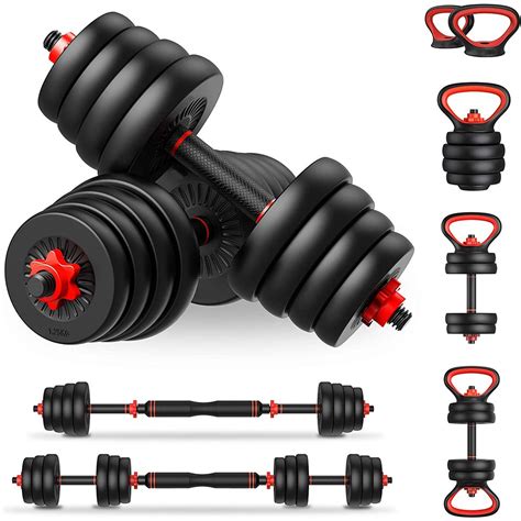 Kit Halteres 6 Em 1 Peso Musculação Até 30kg Ajustável Preto Em