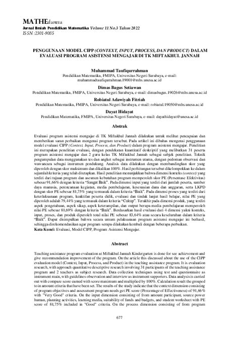 Pdf Penggunaan Model Cipp Context Input Process Dan Product Dalam Evaluasi Program