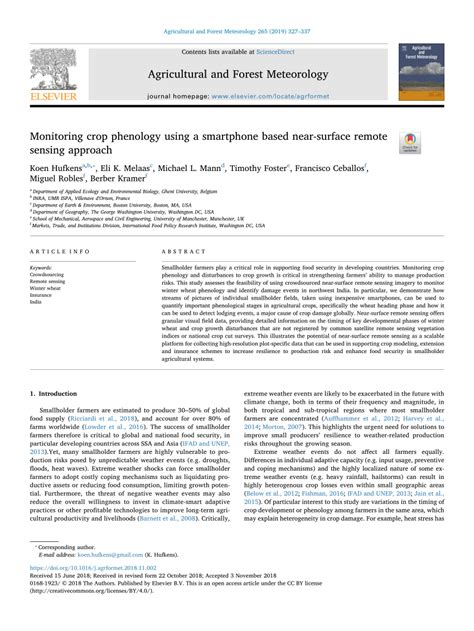 Pdf Monitoring Crop Phenology Using A Smartphone Based Near Surface