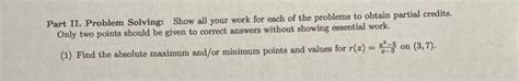 solved part ii problem solving show all your work for each
