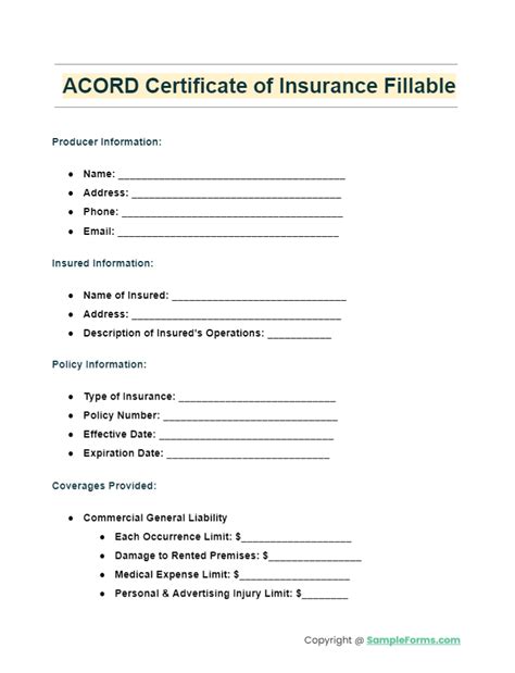 Free 10 Certificate Of Liability Insurance Form Samples Pdf Ms Word