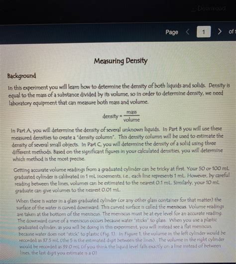 Name Section Report Form Measuring Density Part Chegg Com