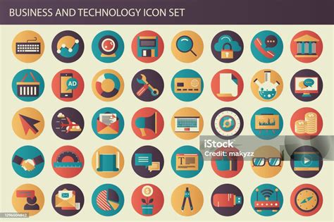 웹 사이트 및 모바일 응용 프로그램을 위한 비즈니스 관리 재정 및 기술 아이콘 설정 플랫 벡터 일러스트레이션 감사에 대한 스톡