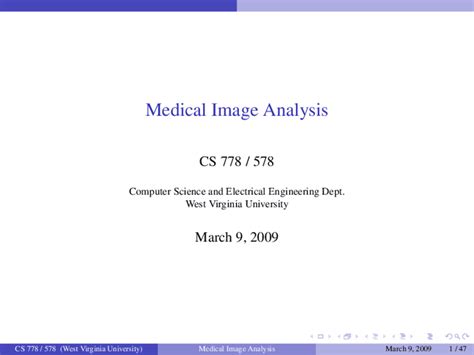 Image Registration Classification Of Registration Methods Cs 778