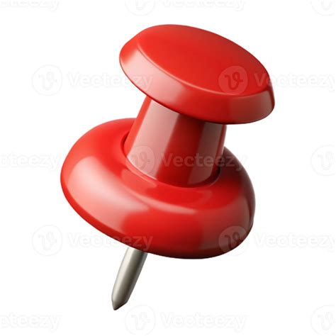 Unparalleled Contemporary Photorealistic Hyper Specific Isolated Cutout Single Push Pin Red
