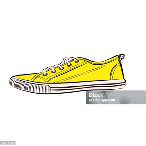 노란색 스 니 커 즈 아이콘입니다 스 니 커 즈 벡터 아이콘 Whitebackground에 절연의 평면 그림 걷기에 대한 스톡 벡터 아트 및 기타 이미지 Istock
