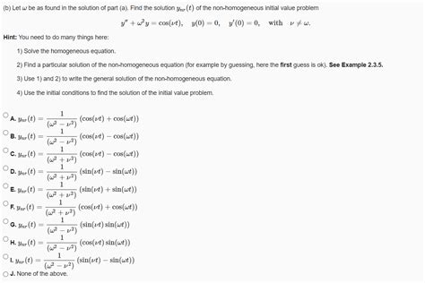 Solved b Let ω be as found in the solution of part a Chegg com
