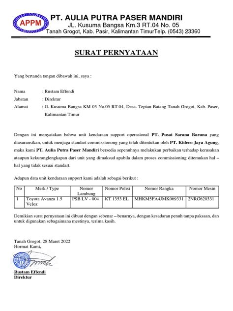 Surat Pernyataan Asuransi Appm Pdf