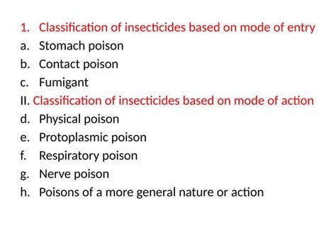 Insecticides Classification Mode Of Actionpptx