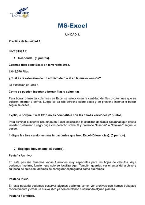 Actividad 1 Modulo 5 Ms Excel Unidad 1 Practica De La Unidad 1 Investigar 1 Responda 3