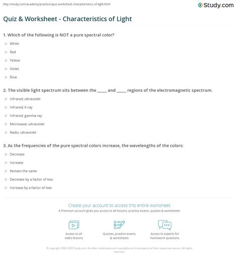 Properties Of Light Edhelper Worksheets Library