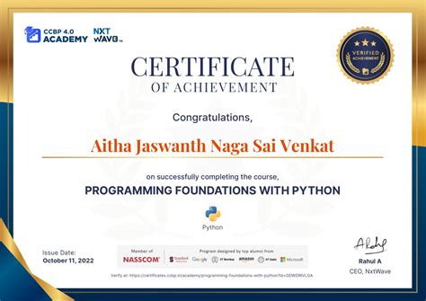 Jaswanth Aitha On Linkedin Ive Completed The Programming Foundations With Python Course In