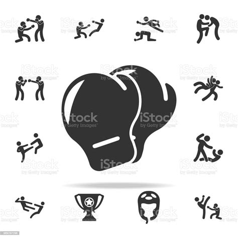 권투 장갑 아이콘입니다 Cfight와 스파 링 요소 아이콘의 집합입니다 프리미엄 품질 그래픽 디자인입니다 웹사이트 웹 디자인 모바일 응용 프로그램에 대 한 표지판 및 기호