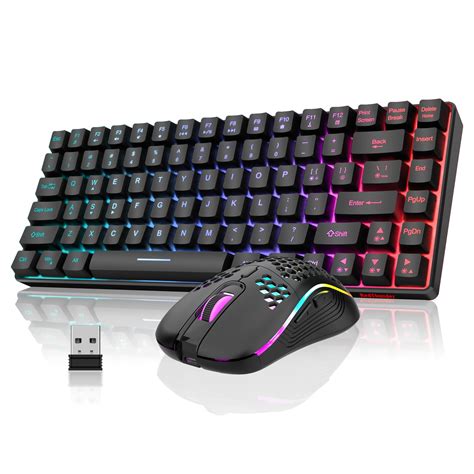 Redthunder K84 Wireless Keyboard And Mouse Combo Rainbow Backlit Rechargeable Battery 75