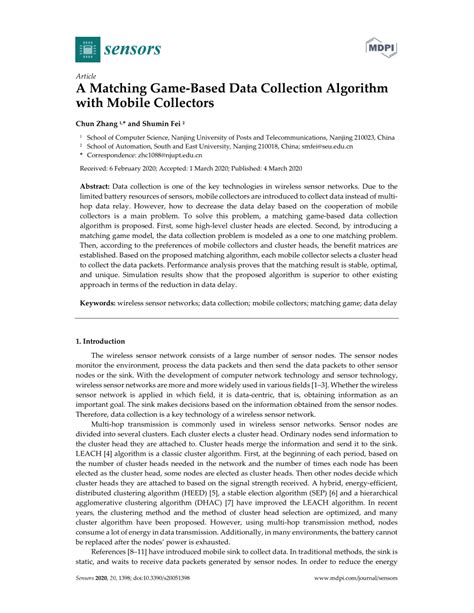 Pdf A Matching Game Based Data Collection Algorithm With Mobile