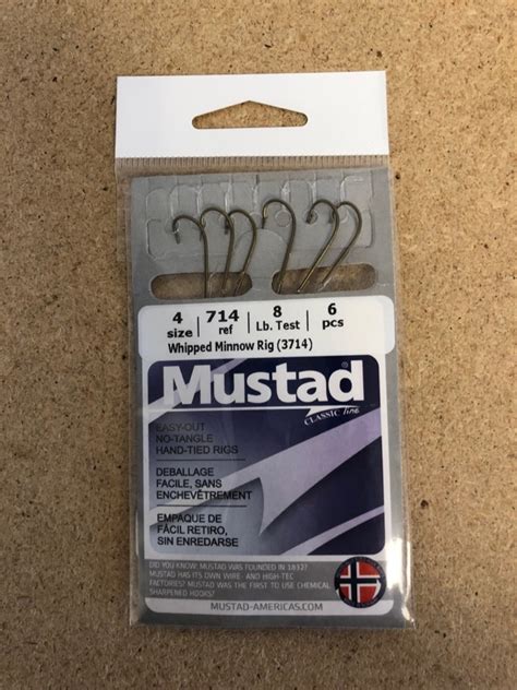 Mustad Snelled Minnow Hooks ~ 6 Per Pack Mr Fly