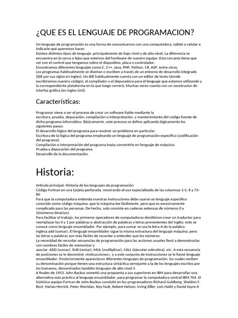 ¿que Es El Lenguaje De Programacion Pdf Lenguaje De Programación Programación