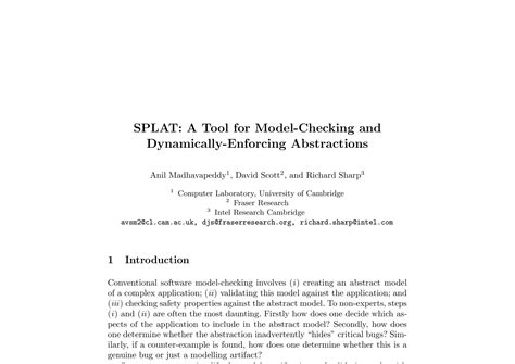 Splat A Tool For Model Checking And Dynamically Enforcing Abstractions