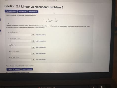 Solved Section 2 4 Linear Vs Nonlinear Problem 2 Previous Chegg Com