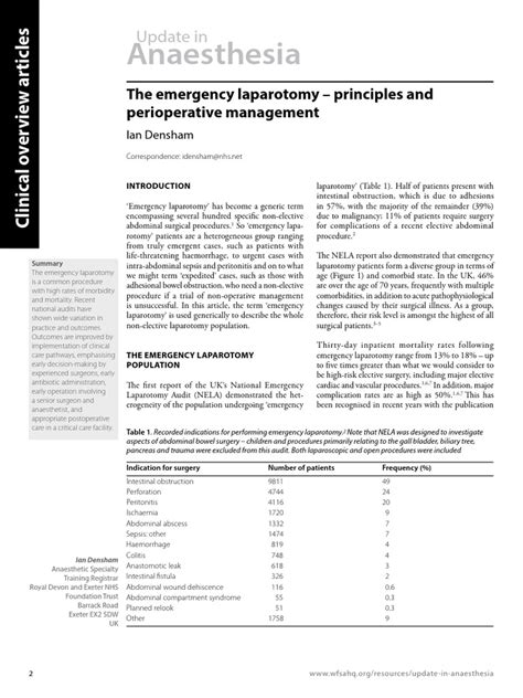 Emergency Laparotomy Management Guide Pdf Surgery Anesthesia
