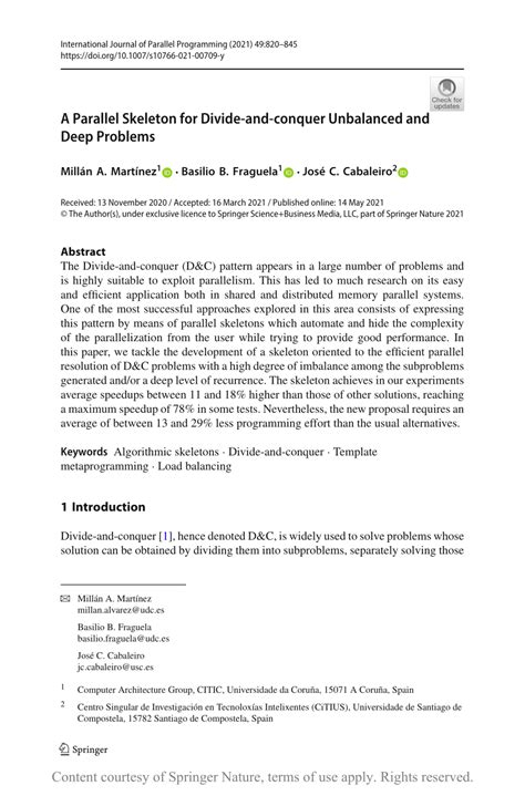 A Parallel Skeleton For Divide And Conquer Unbalanced And Deep Problems Request Pdf