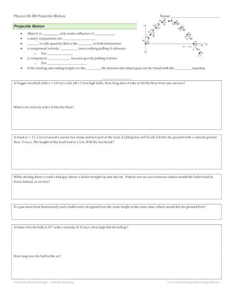 Pdf Physics 01 08 Projectile Motion Name Andrews Universityrwright