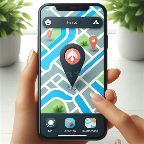 Map App Interface With Gps Location Direction Arrows And Seac Stock Illustration