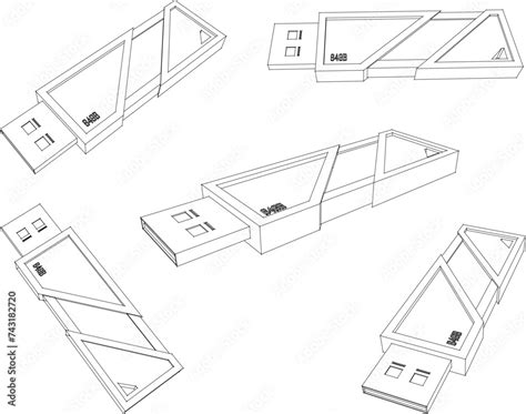 Vector Sketch Illustration Of Flash Disk Design For Portable Data