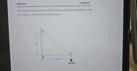 Solved Question 2 10 Marks Find The Vertical Deflection Of
