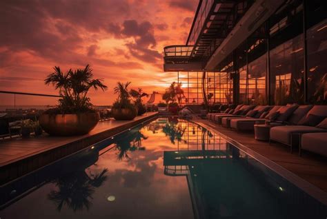 Premium Photo Rooftop Hotel With Swimming Pool And Beautiful Sunset