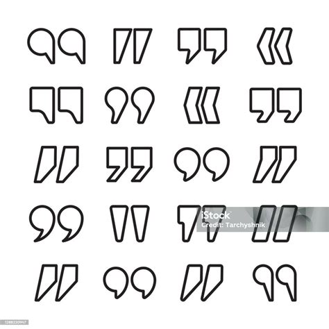 따옴표는 벡터 컬렉션을 표시합니다 따옴표 아이콘입니다 줄 지어 음성 마크 기호 Brand Name Online Messaging Platform에 대한 스톡 벡터 아트 및