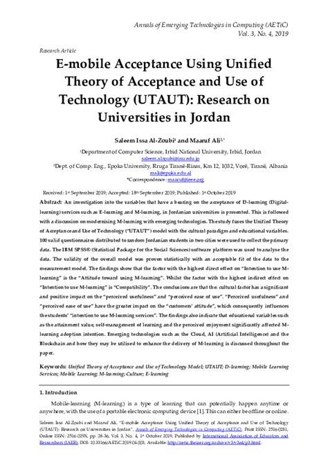 Pdf E Mobile Acceptance Using Unified Theory Of Acceptance And Use Of Technology Utaut