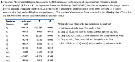 Solved The Article Experimental Design Approach For The