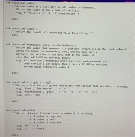 Solved Def Questionsvalue Assume Value Is A List With An