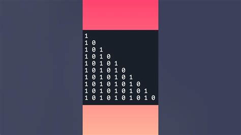 Shorts🔥 Javacode👨‍💻 Javapatternprogram 📒 Print Numbers 1 And 0