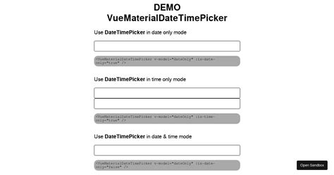 Vue Materialdatetimepicker Demo Codesandbox
