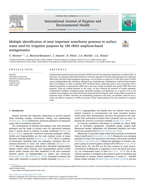 Pdf Multiple Identification Of Most Important Waterborne Protozoa In Surface Water Used For