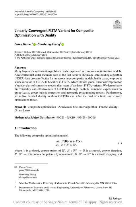 Linearly Convergent Fista Variant For Composite Optimization With Duality Request Pdf