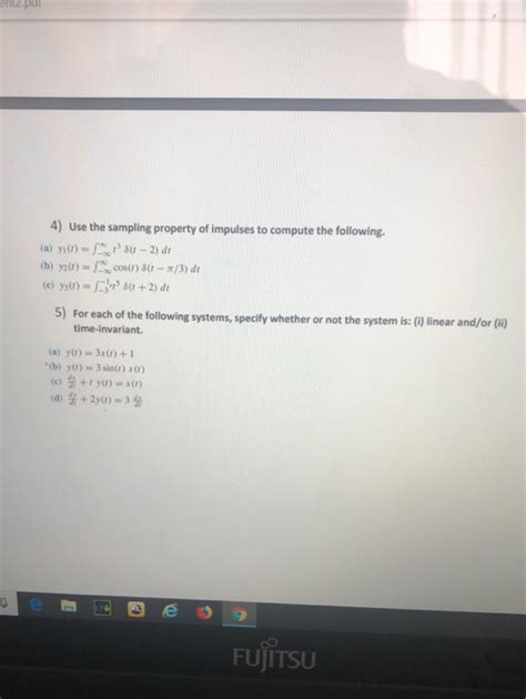 Solved Ent Pal Use The Sampling Property Of Impulses To Chegg