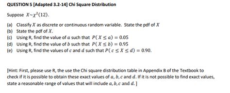 Solved QUESTION Adapted Chi Square Distribution Chegg