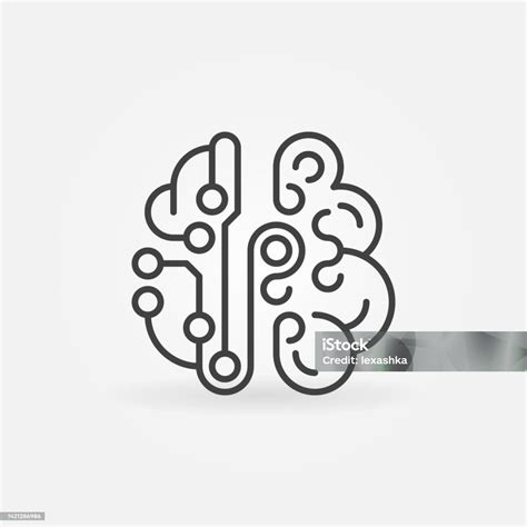 Cyberbrain Concept Line Icon Vector Smart Brain Symbol Stock