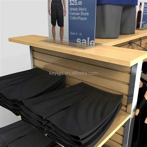 Custom Modern Eco Friendly Wood Slatwall Gondola Shelves Garment