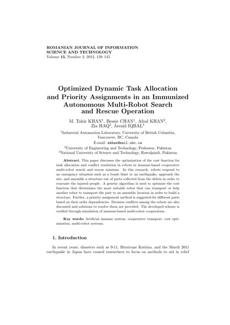 Pdf Optimized Dynamic Task Allocation And Priority Assignments In An