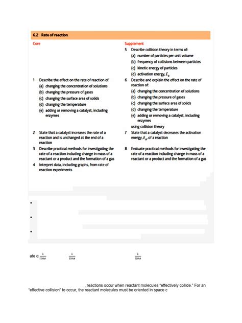 6 2 Rates Of Reaction New Igcse Pdf Reaction Rate Catalysis