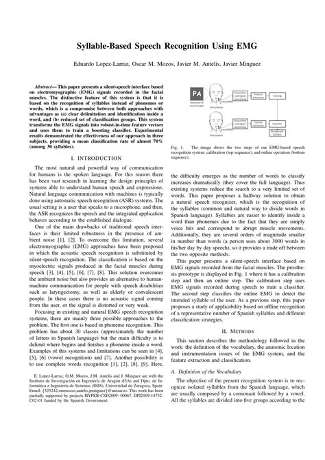 Pdf Syllable Based Speech Recognition Using Emg