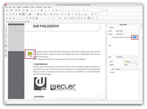 Commenting A Document With A Sticky Note