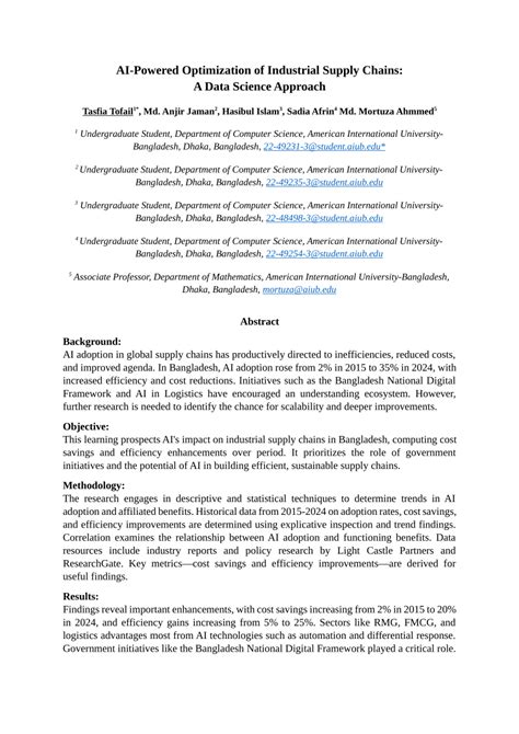 Pdf Ai Powered Optimization Of Industrial Supply Chains A Data Science Approach