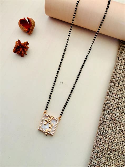 Leaf Design Rose Gold Plated Diamond Mangalsutra South India Jewels