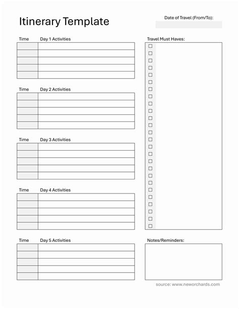 Free Travel Planner Templates Pdf Word Excel