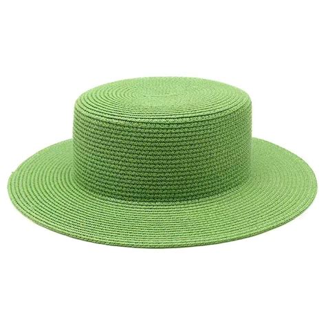 Grass Green Straw Hat Female Summer Flat Top Small Top Hat Seaside
